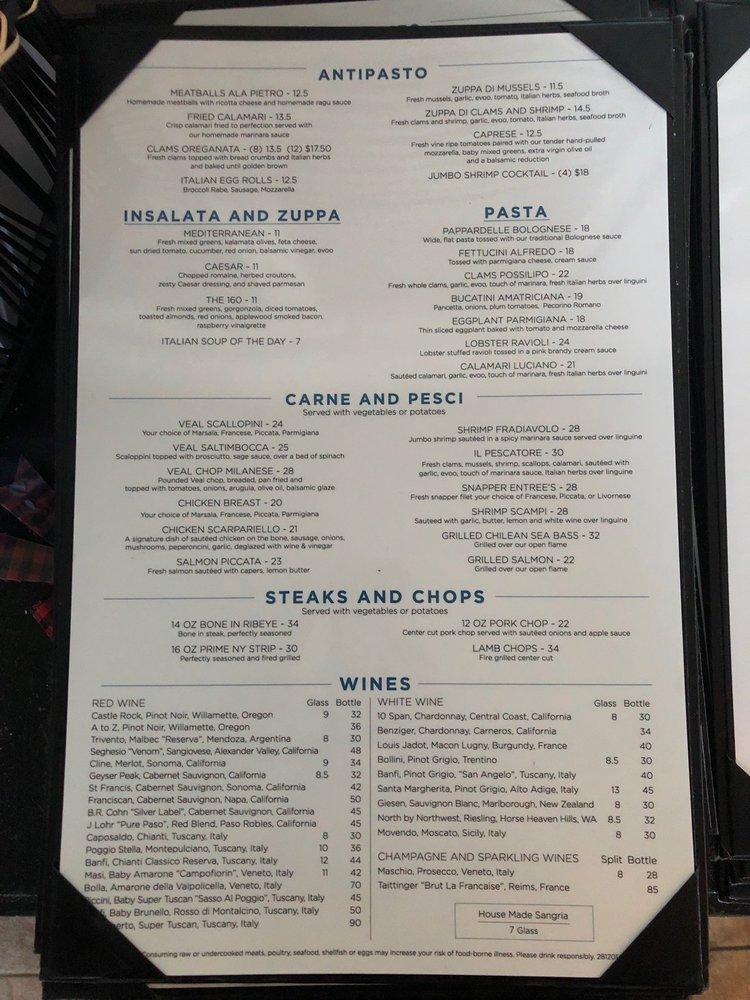 Menu at Acqua Bistro restaurant, Hollywood