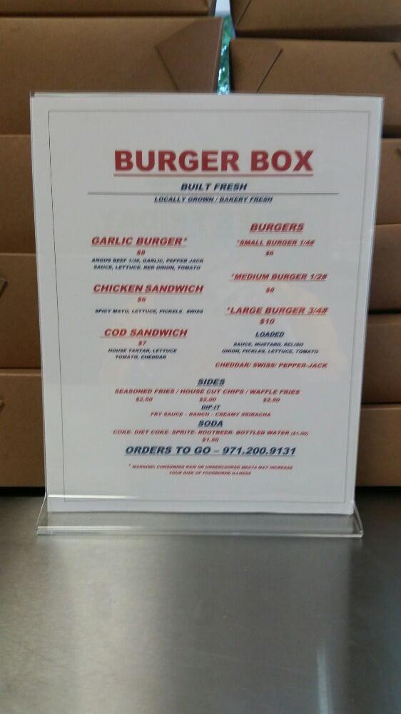 Menu at BURGER BOX / SCOTT, Portland