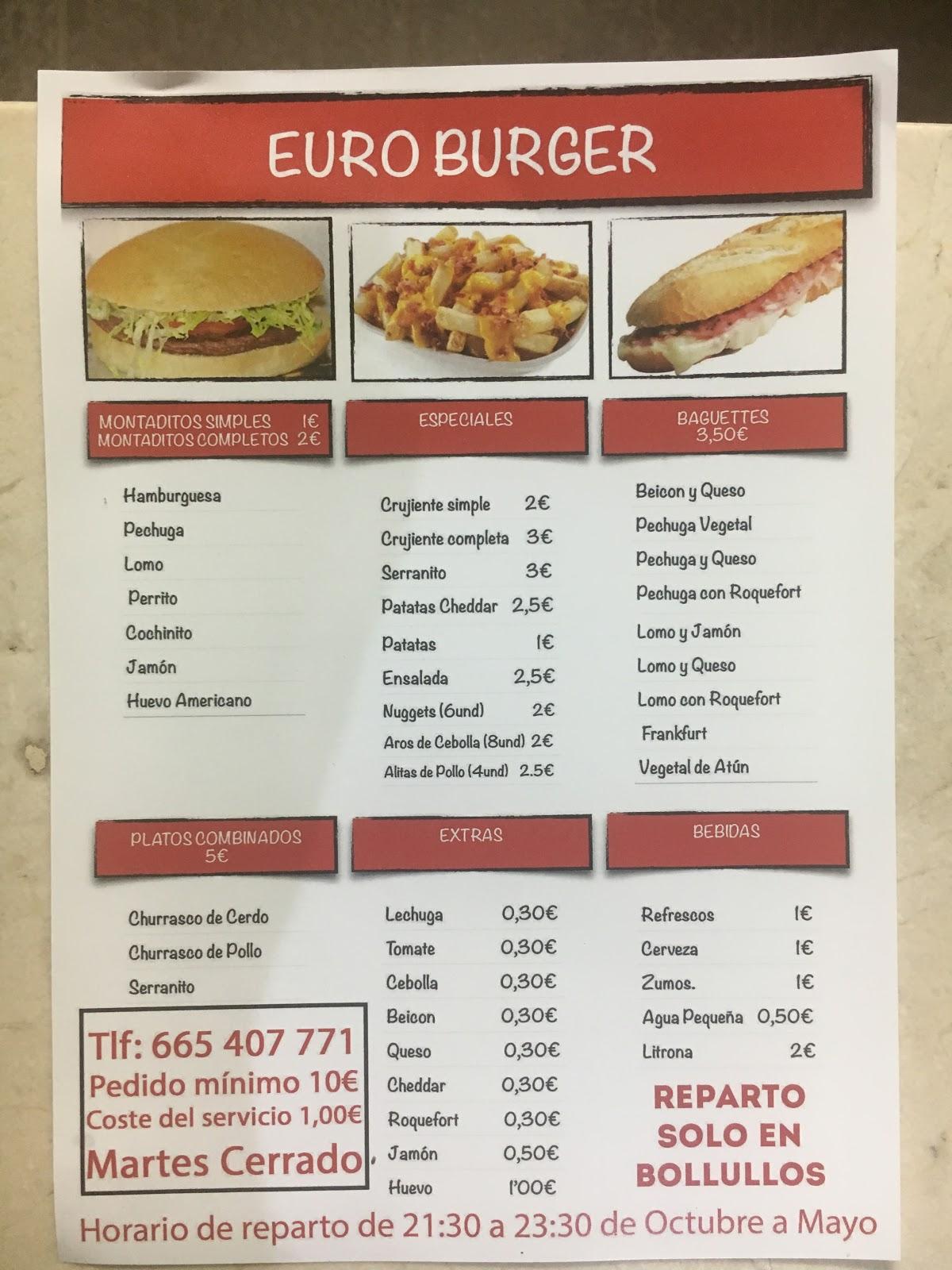 Menu at Euro Burger restaurant, Bollullos Par del Condado