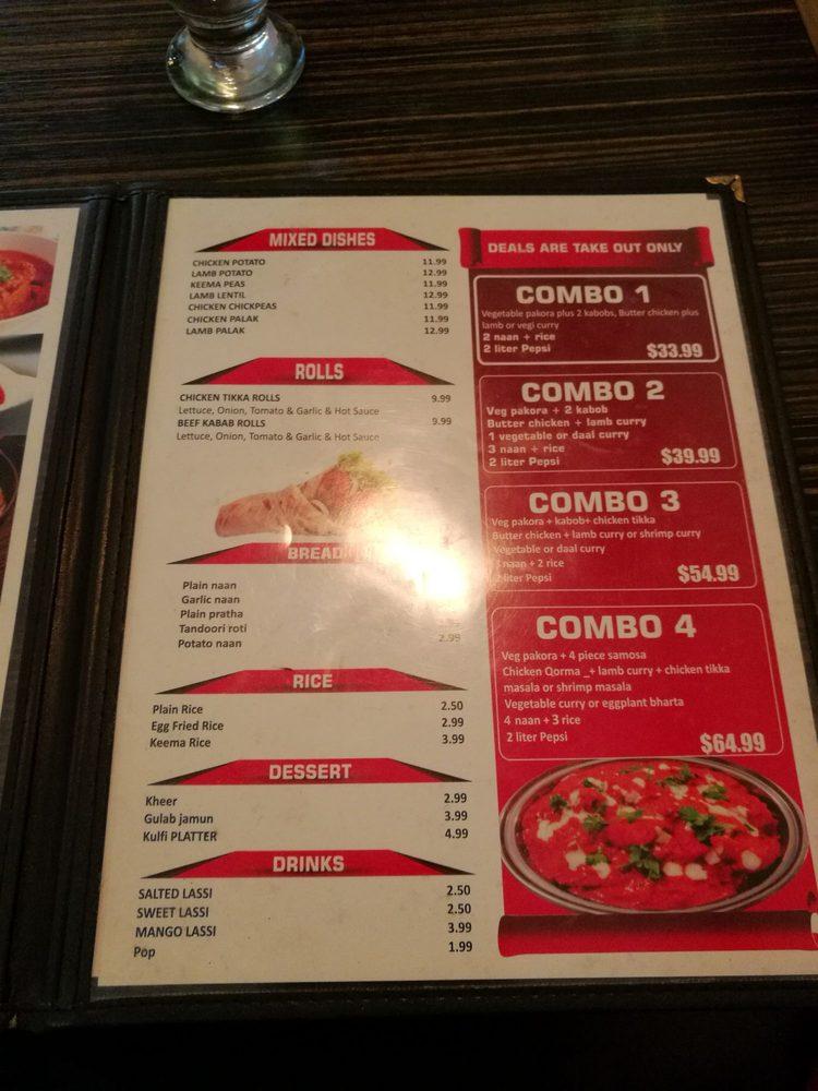 Menu at Little Spice restaurant, Calgary, Macleod Trail SW