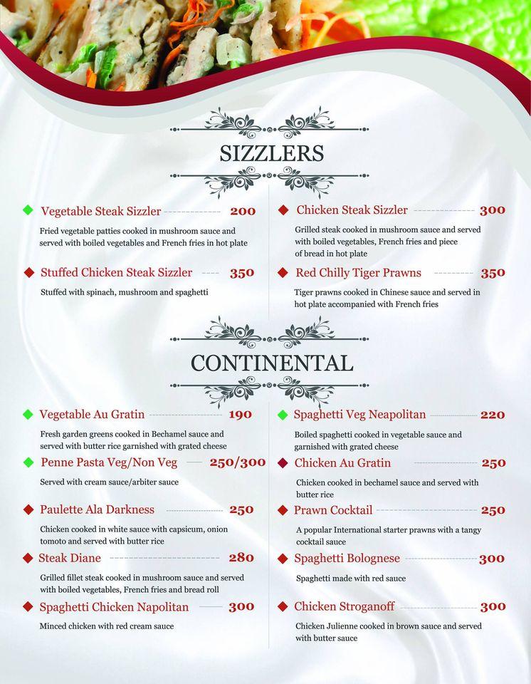 Menu at Mishwar restaurant, Chennai