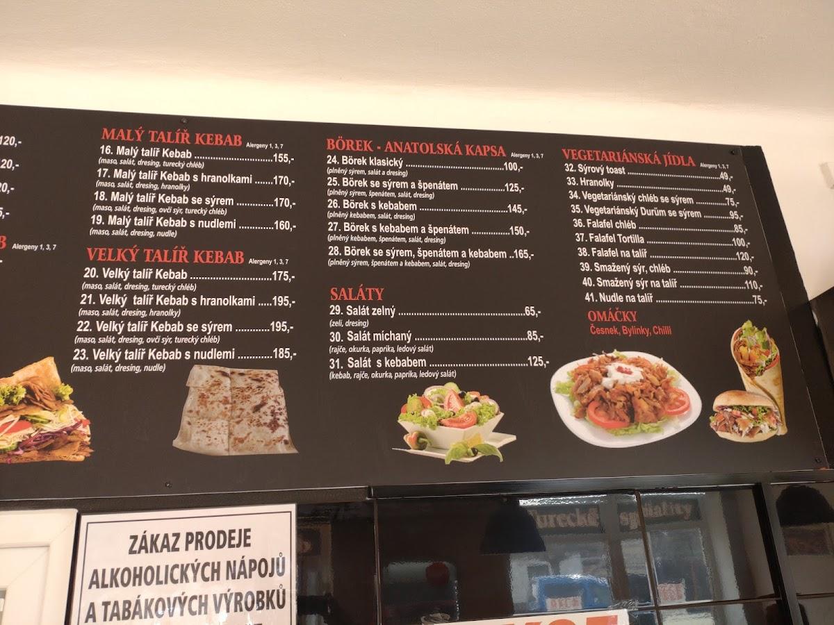 Menu at Original Döner Kebab restaurant, Planá nad Lužnicí