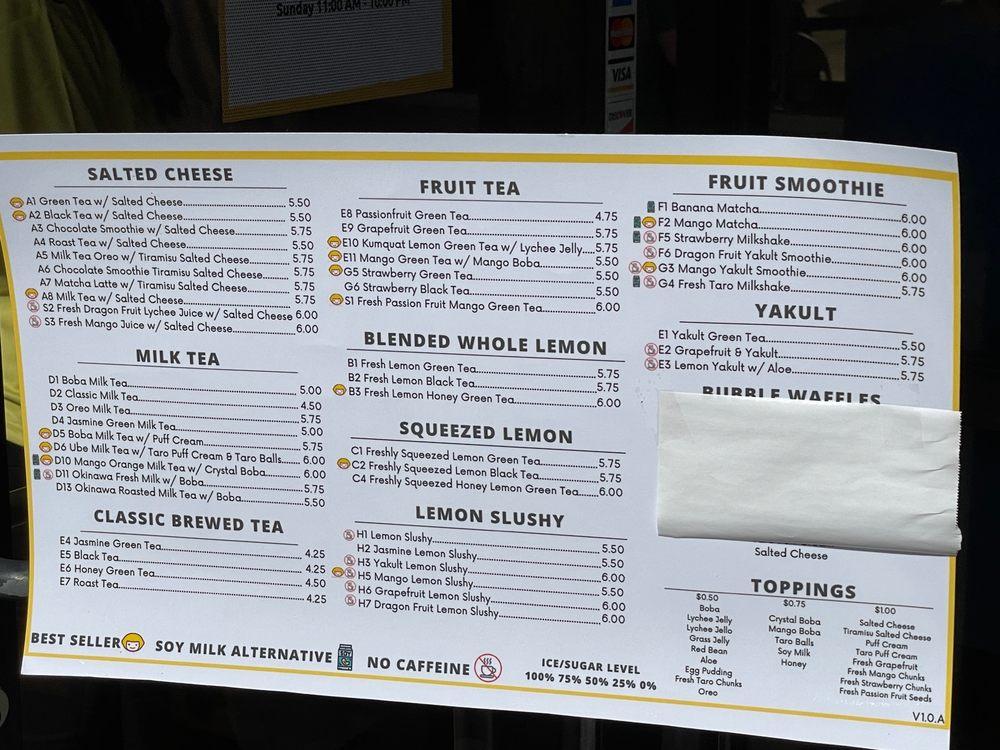 Menu at Happy Lemon pub & bar, Houston