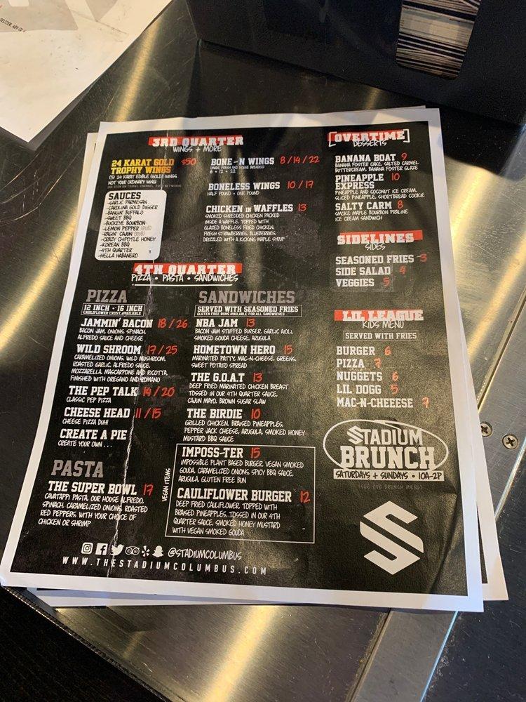 Menu at STADIUM pub & bar, Gahanna