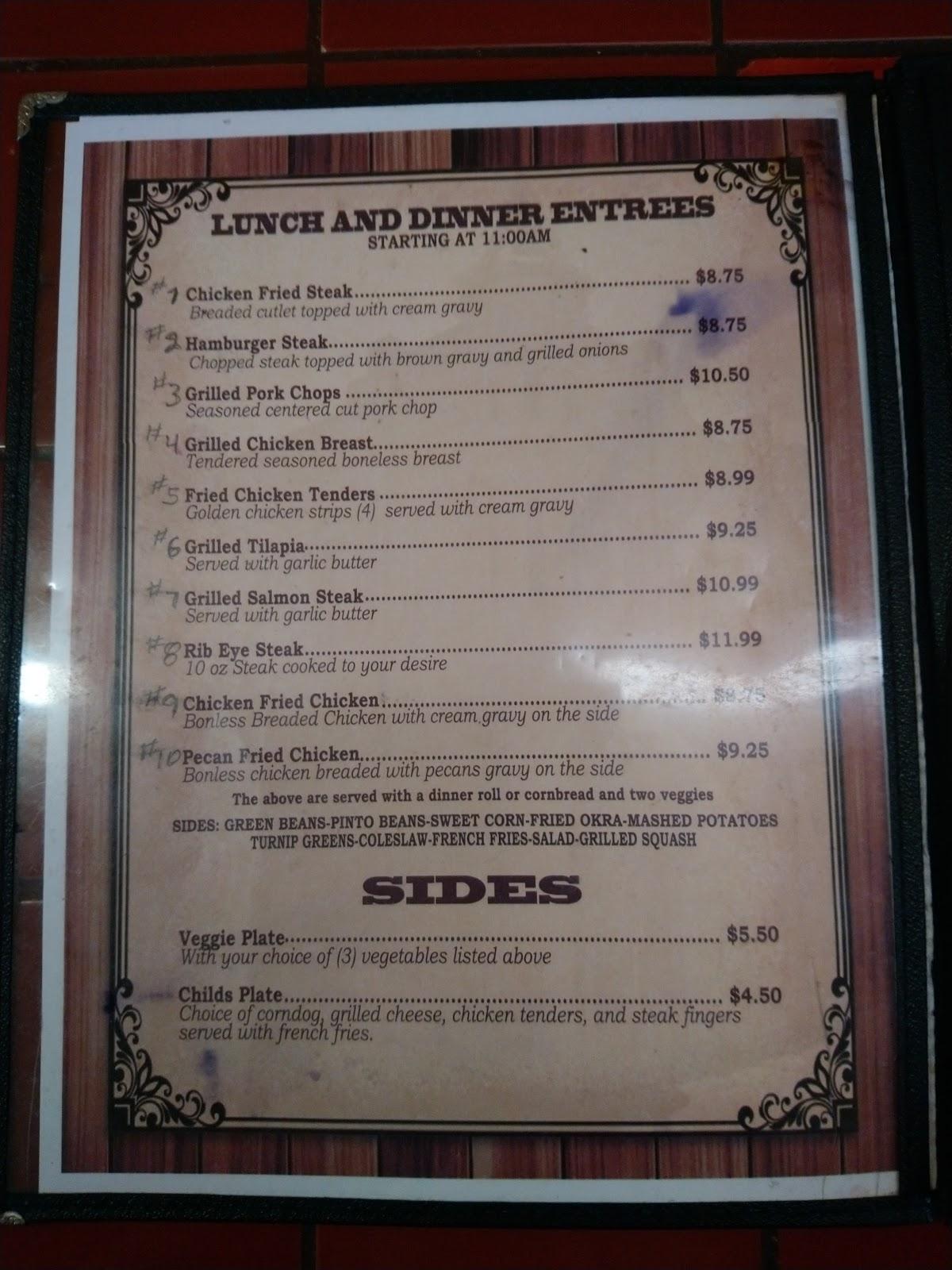 Menu at Bailey's Cafe, Ennis