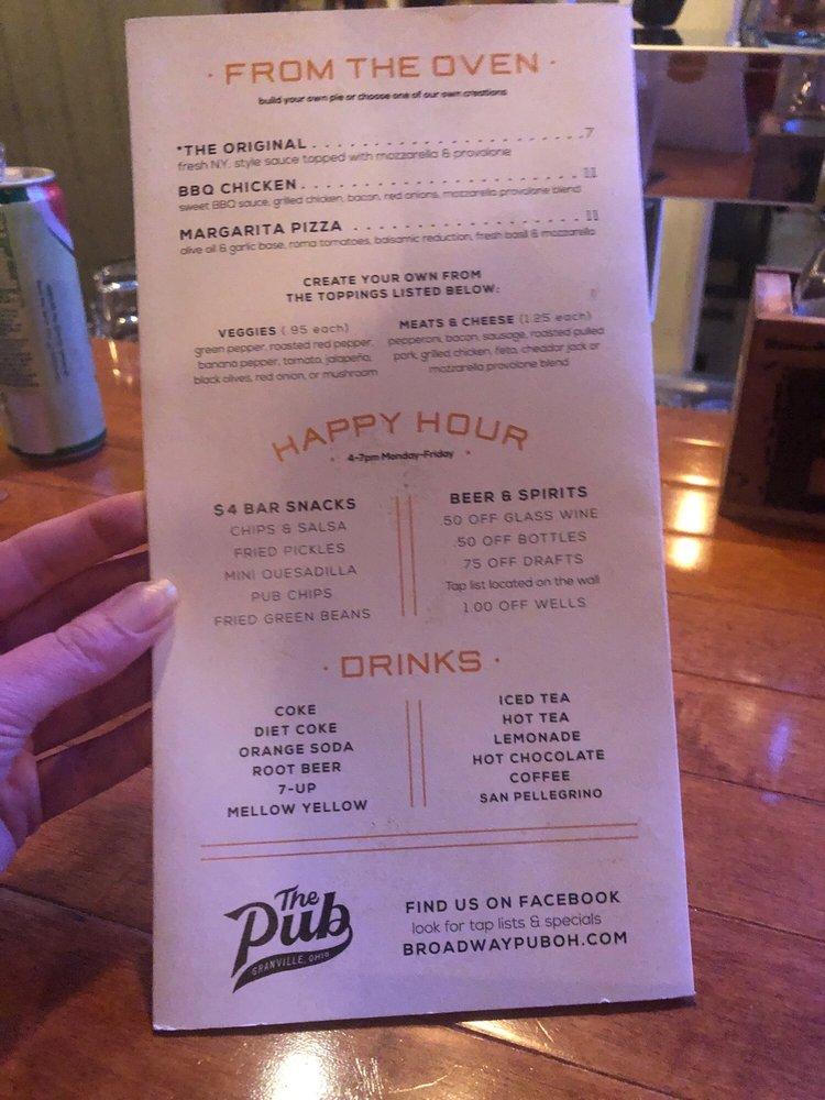 Menu at Broadway Pub, Granville