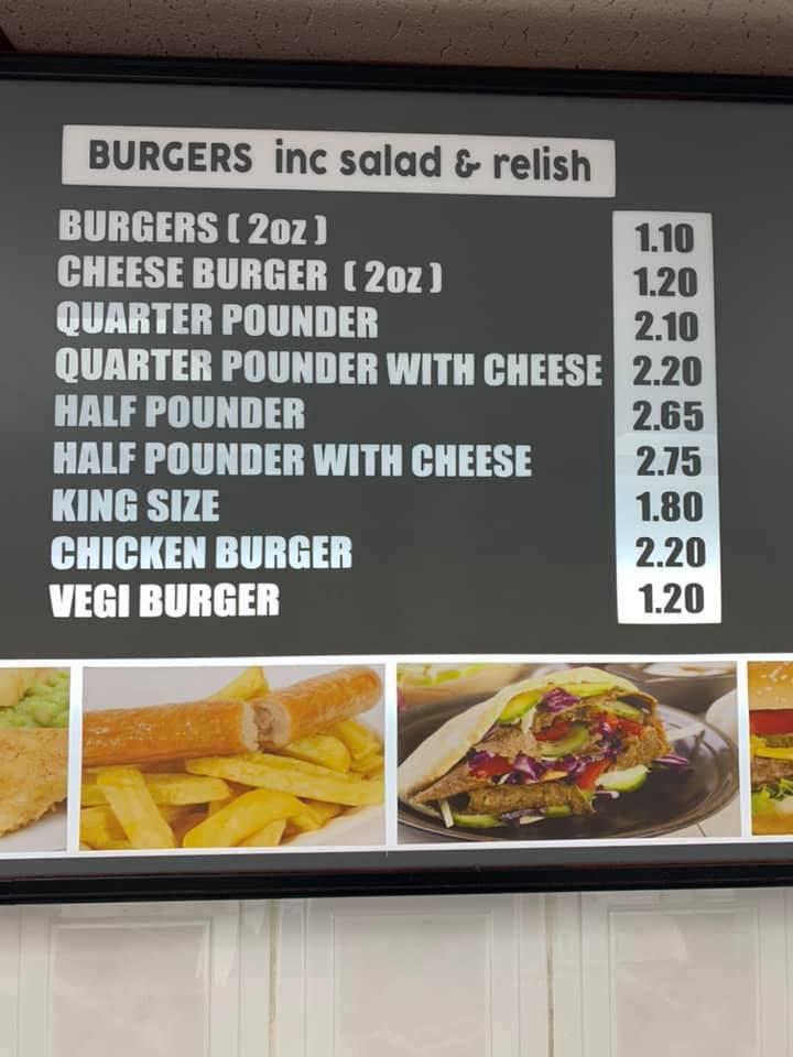 Menu at Fish and chippy shop concourse restaurant, Skelmersdale, The ...