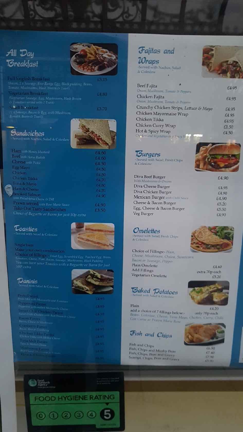 Menu at Diva Fish & Chips restaurant, Southport