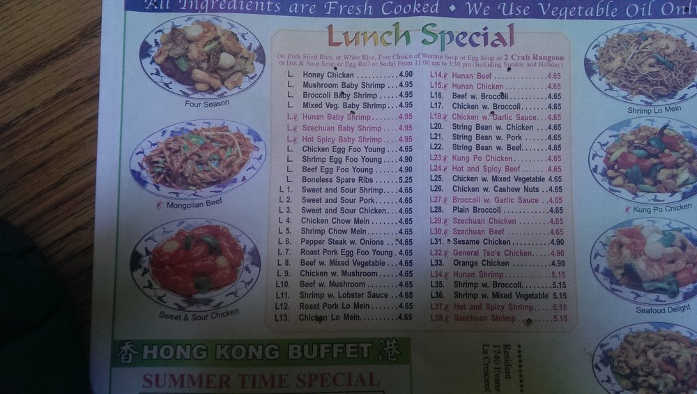 Menu at Great Wall Restaurant, La Crosse, 322 Main St