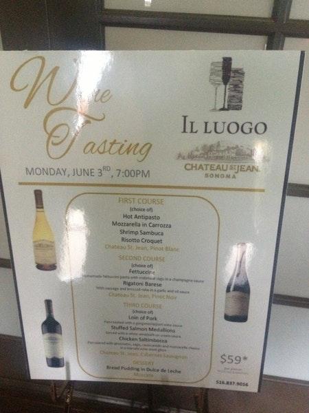 Menu at Il Luogo restaurant, Lynbrook
