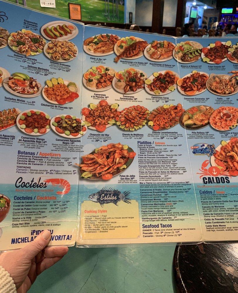 Menu at Mi Lindo San Blas restaurant, Detroit