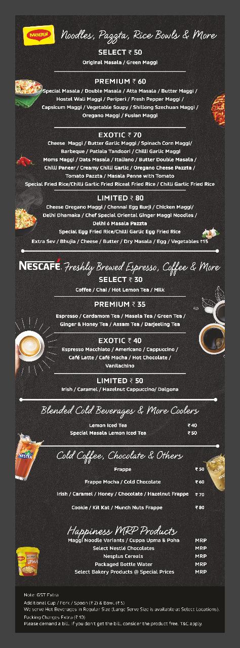 Menu at Nescafe Bharuch, Bharuch