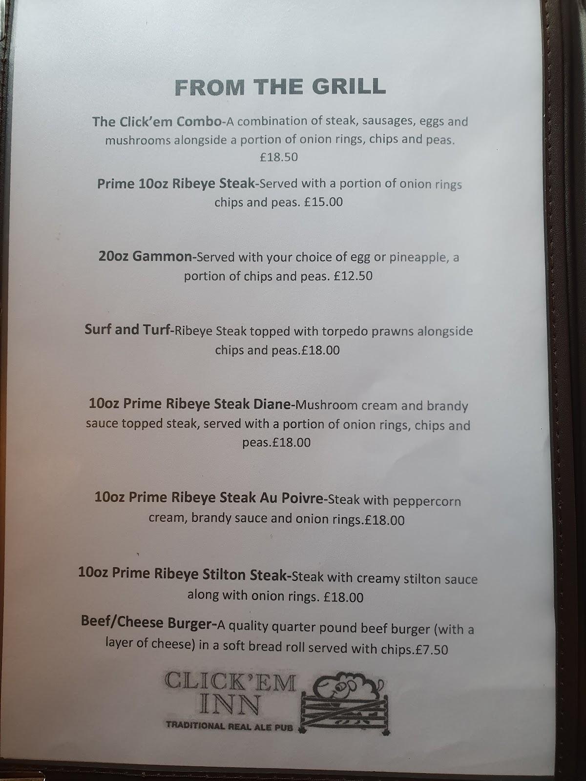 Menu at The Clickem Inn pub & bar, Binbrook
