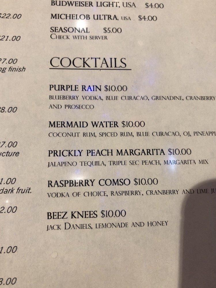 Menu at The New Moon restaurant, Saco