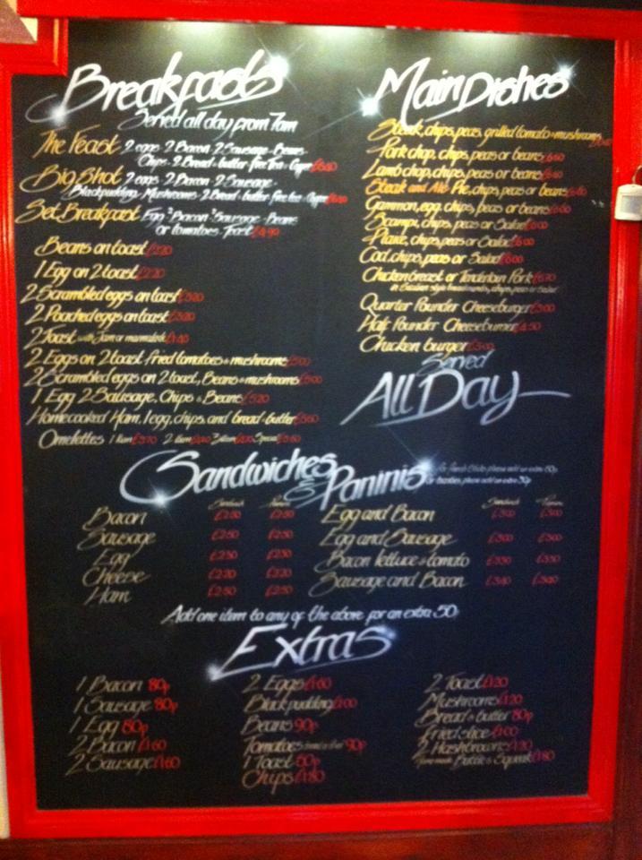 Menu at The Sicilian Café. cafe, Luton