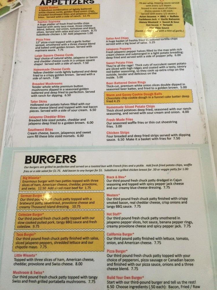 Menu at The View pub & bar, Chippewa Falls, Co Hwy X
