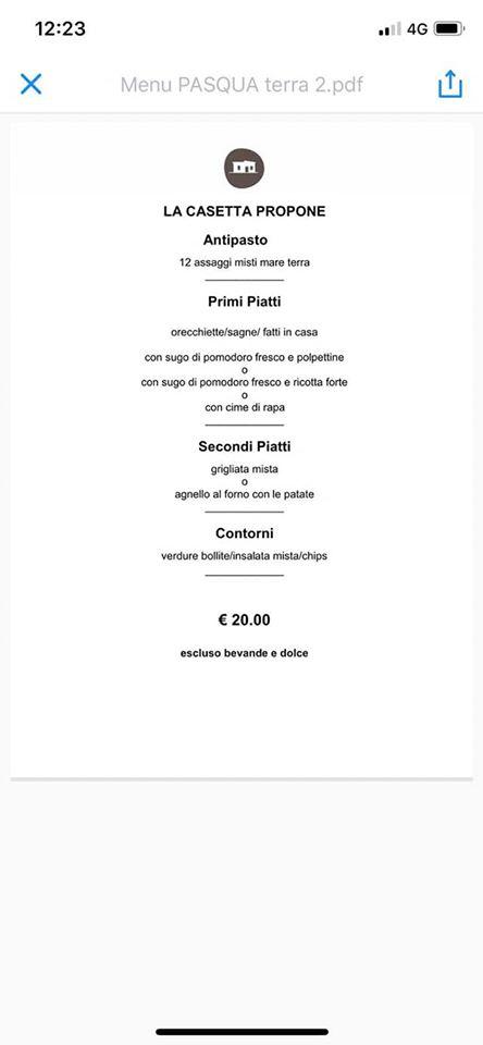Menu at Agriturismo LA CASETTA restaurant, Otranto, Strada Vicinale ...
