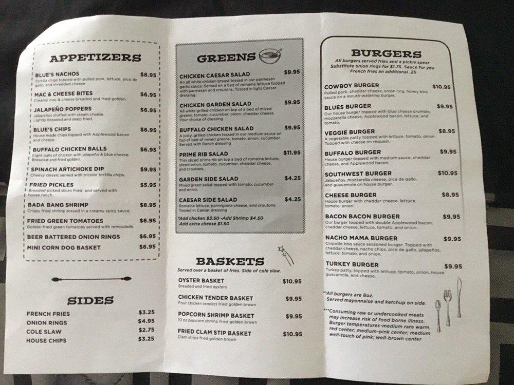Menu at Blue 53 Sports Bar & Grille, Lake Monticello
