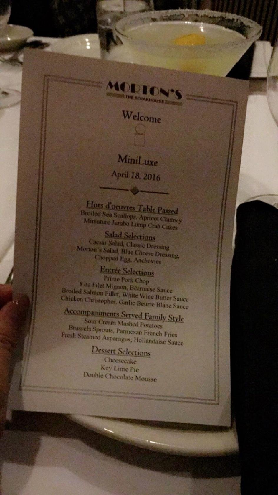 Menu at Morton's The Steakhouse, Dallas, McKinney Ave Suite 200