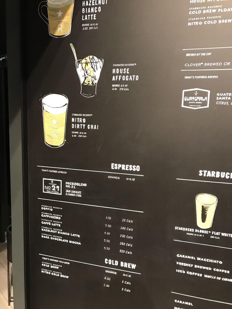 Menu at Starbucks Reserve cafe, Toronto, Don Mills Rd