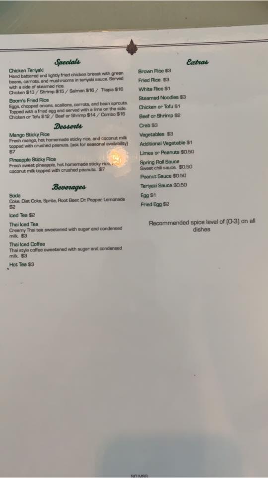 Menu at Tana Thai restaurant, Midwest City, S Air Depot Blvd