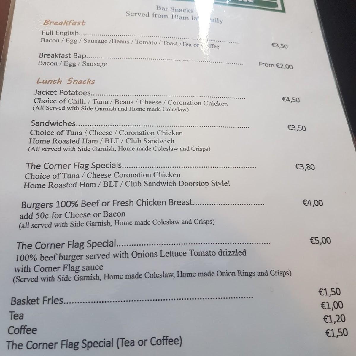 Menu at The Corner Flag pub & bar, Castillo de Montemar, Av. Antonio ...