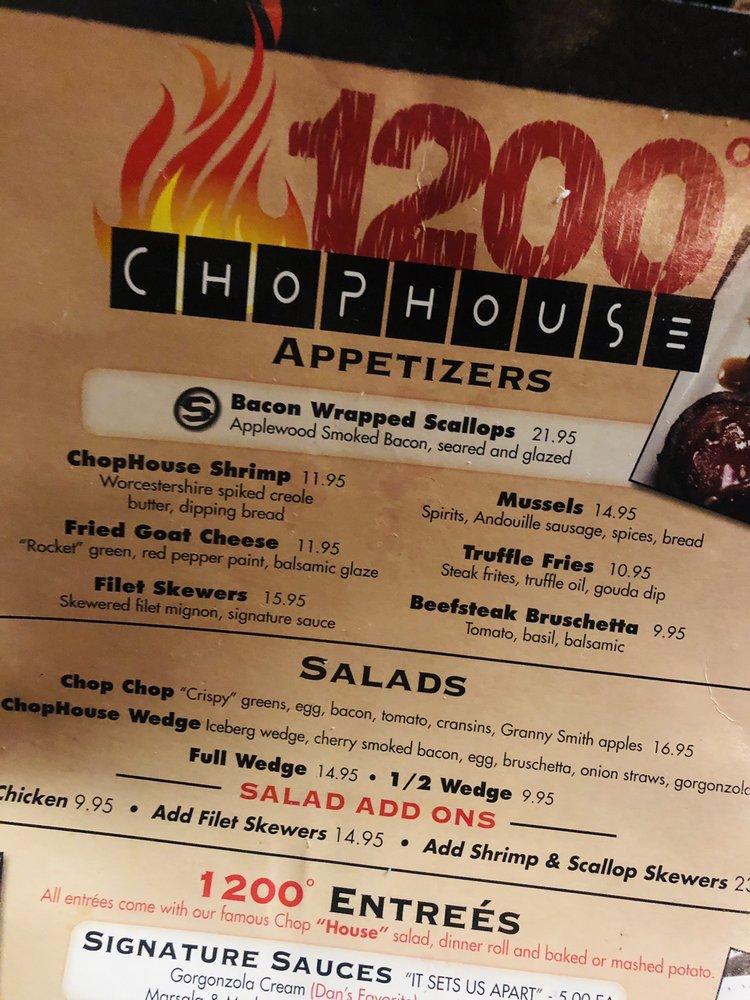 Menu at 1200 Chophouse steakhouse, Saint Pete Beach
