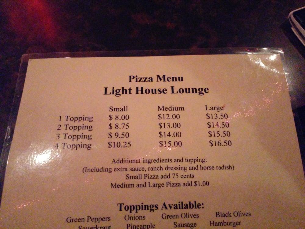 Menu at Lighthouse Lounge pizzeria, Waterloo