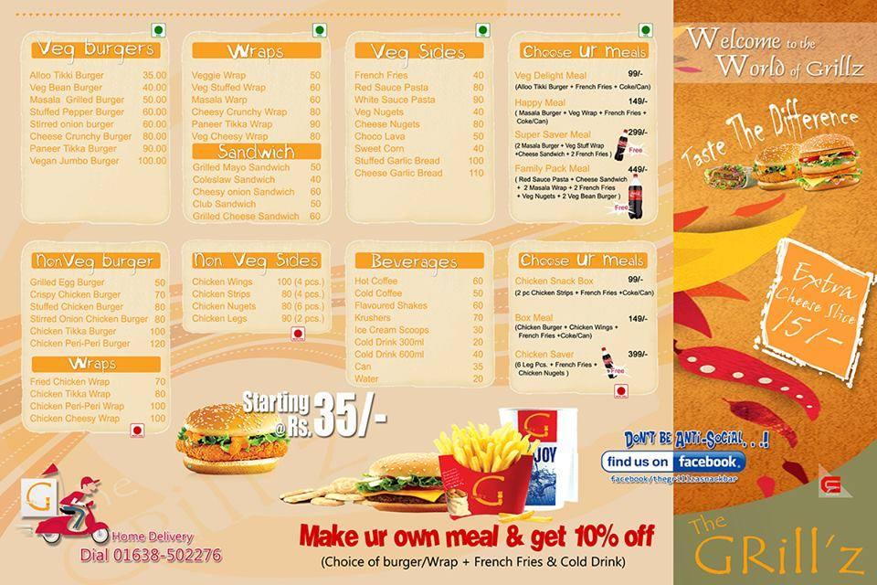Menu at The Grill'z, Fazilka