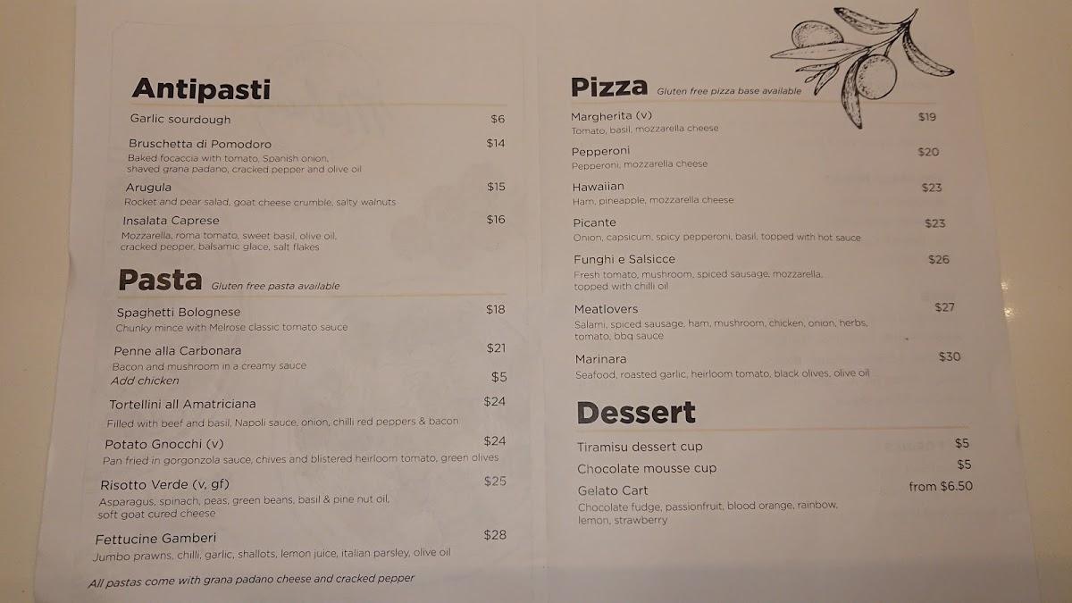 Menu at The Melrose Restaurant, Sea World Resort, Main Beach