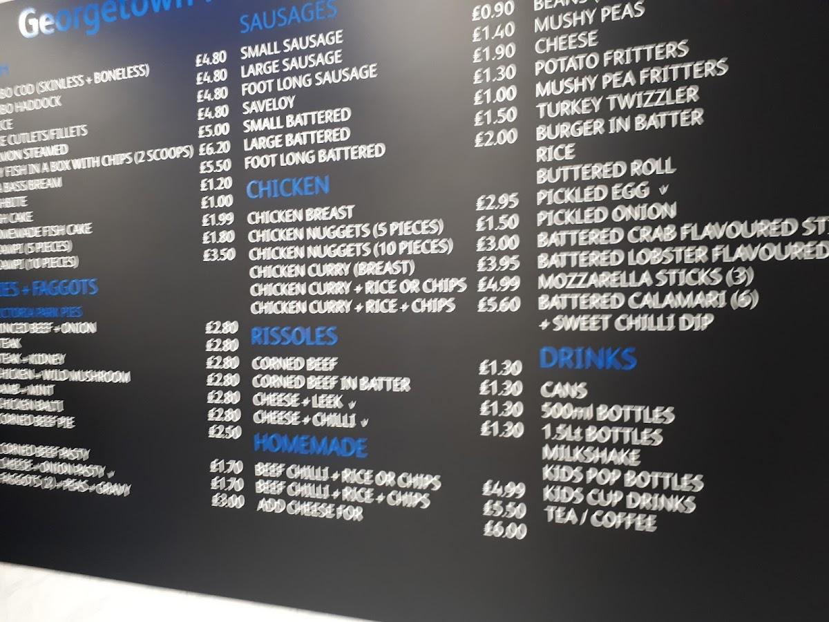 Menu at Webbers@georgetown fish bar, Merthyr Tydfil