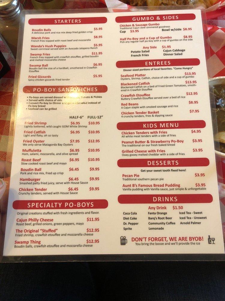 Menu at Bayou Boys PoBoys restaurant, Needville