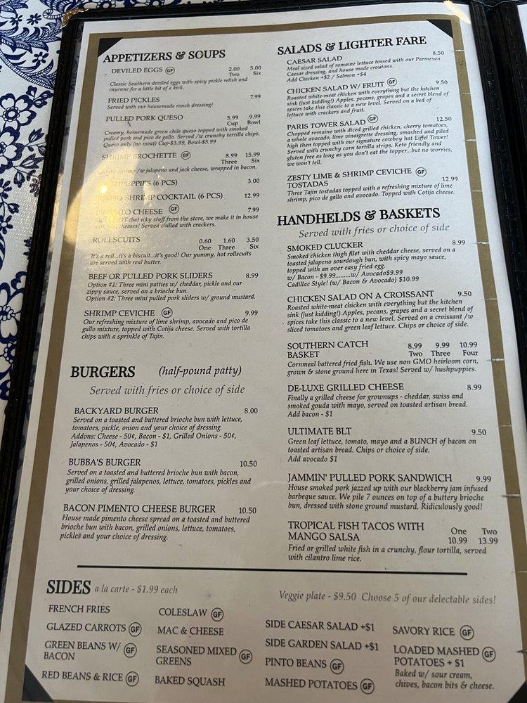 Menu at High Cotton Kitchen restaurant, Paris