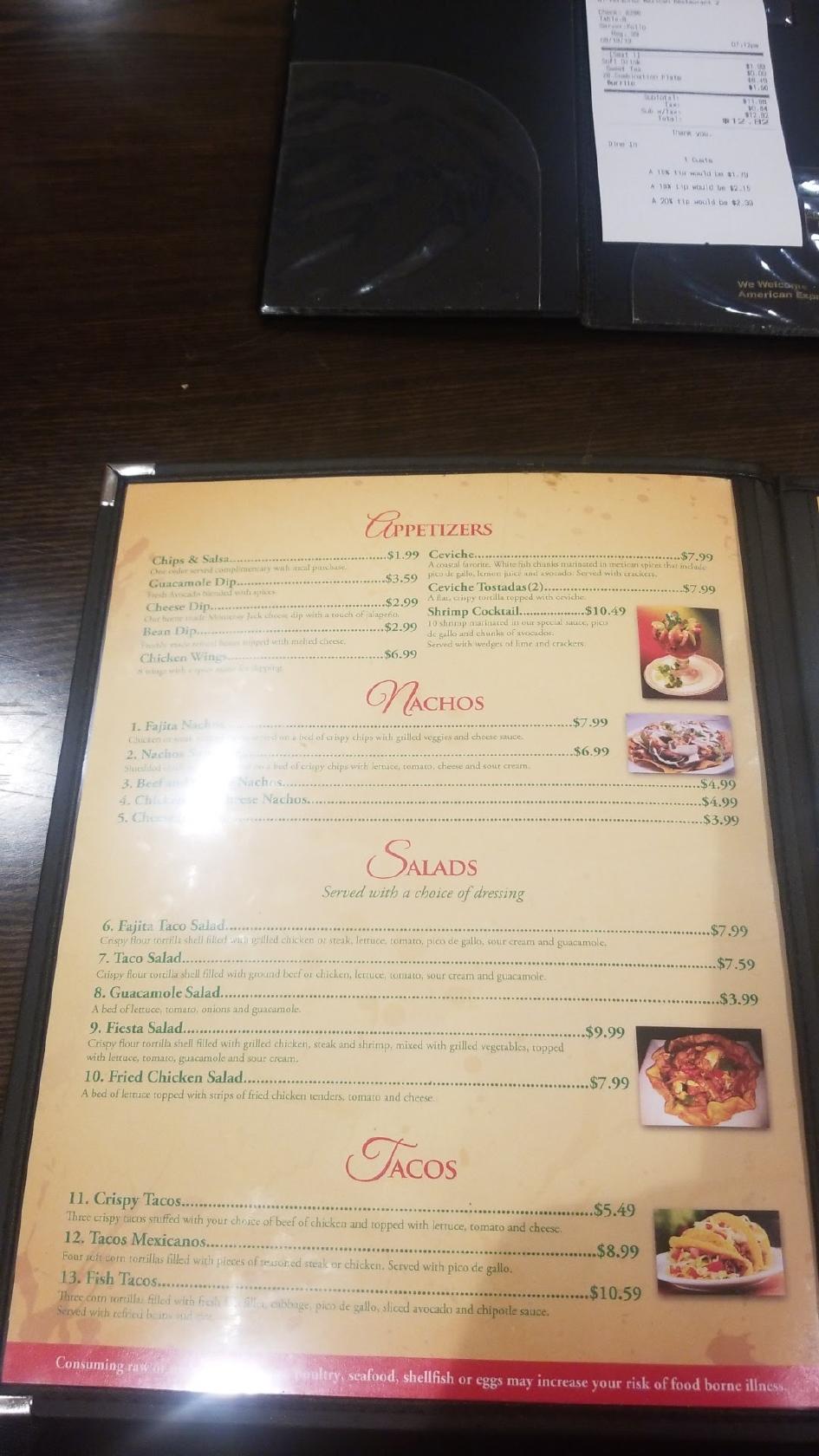 Menu at MI Veracruz restaurant, Jacksonville, Merrill Rd