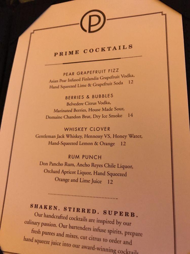 Menu at Ocean Prime steakhouse, Denver, Larimer St