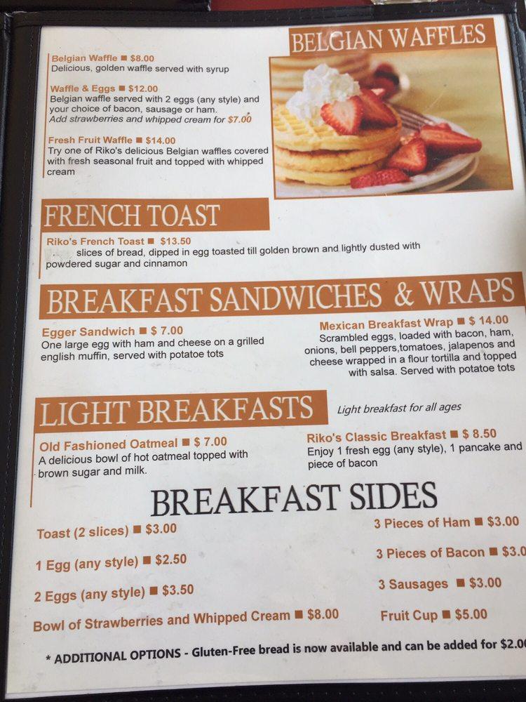 Menu at Riko's Radium Family Restaurant, Radium Hot Springs