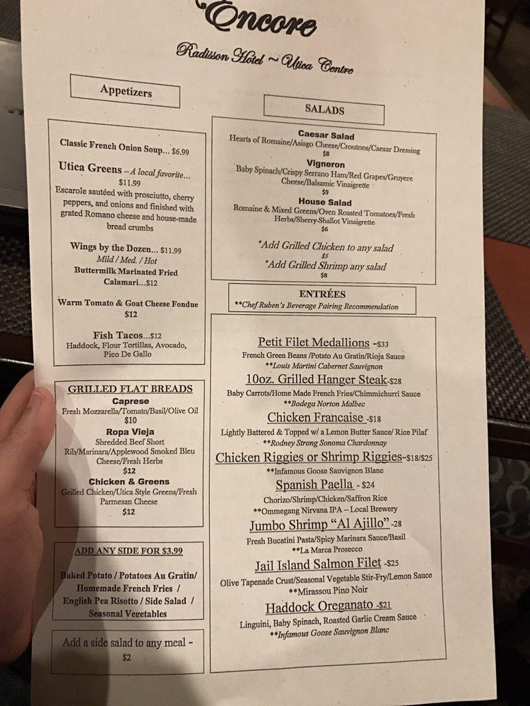 Menu at Shade Bar & Grill, Utica