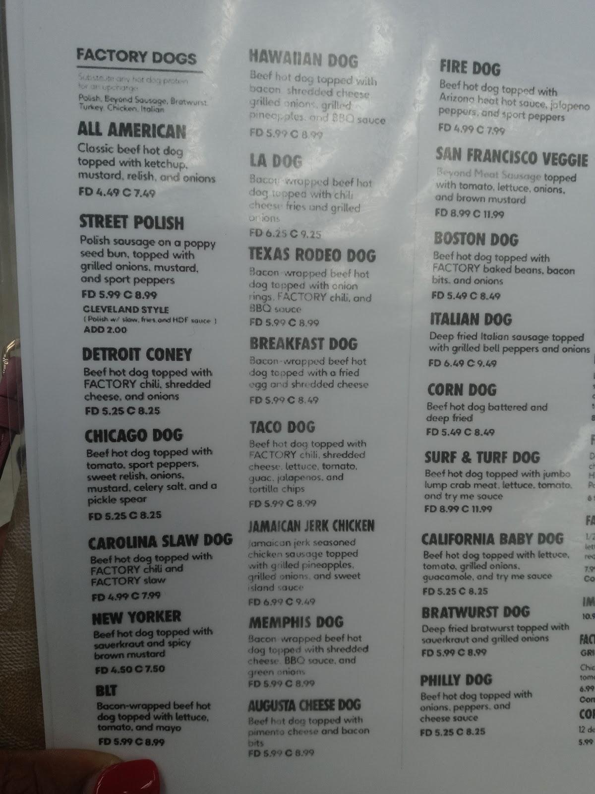 Carta del restaurante The Original Hot Dog Factory of Columbus, Columbus