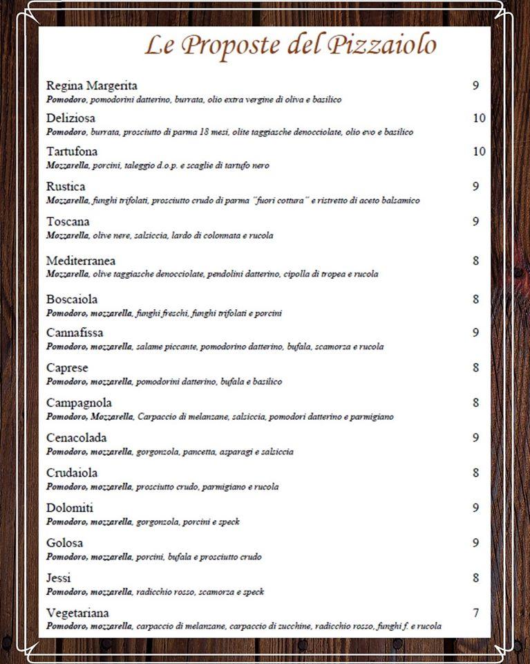 Menu at Osteria Trattoria al Cenacolo pizzeria, Cesenatico