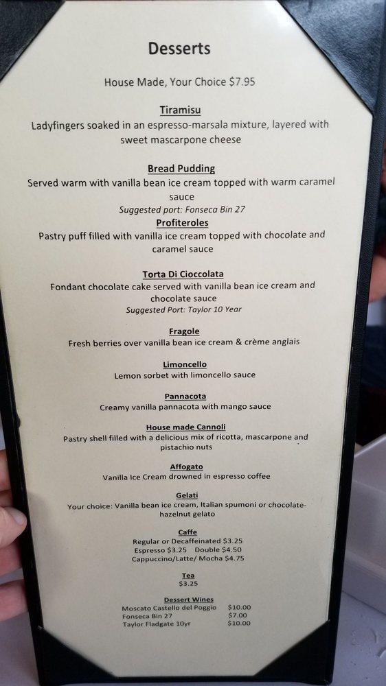 Menu at Caffe Giostra restaurant, Petaluma, N McDowell Blvd