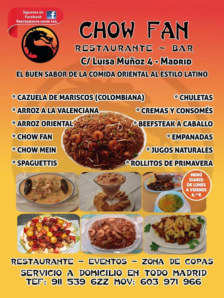 Menu at Chow Fan restaurant, Madrid