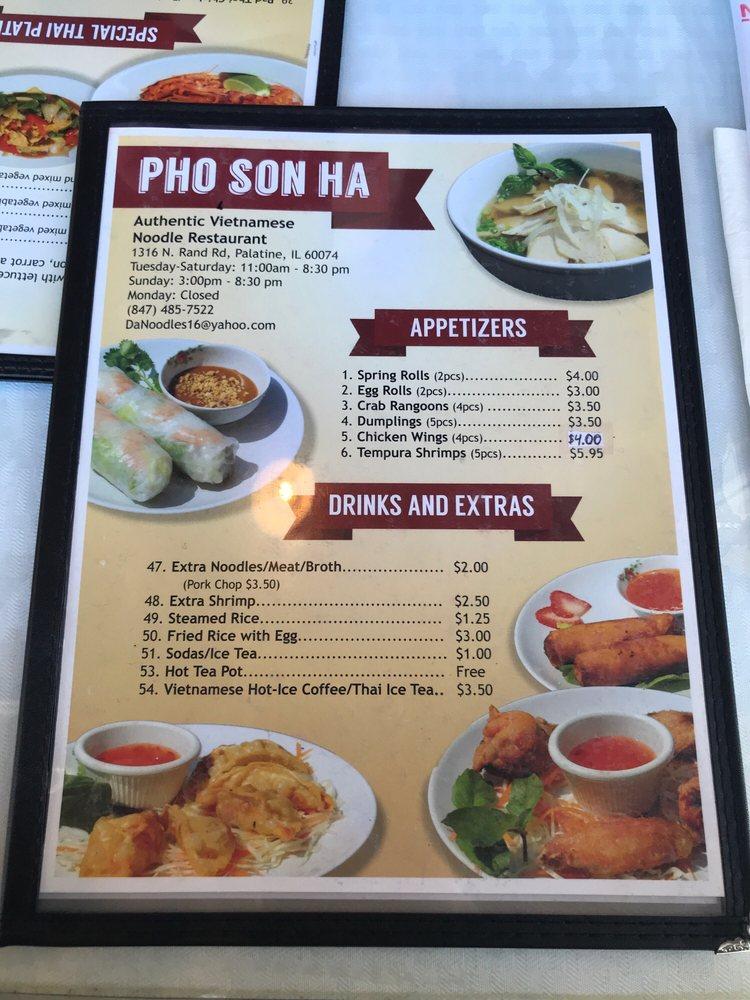 Menu at Phở Son Ha restaurant, Palatine, N Rand Rd