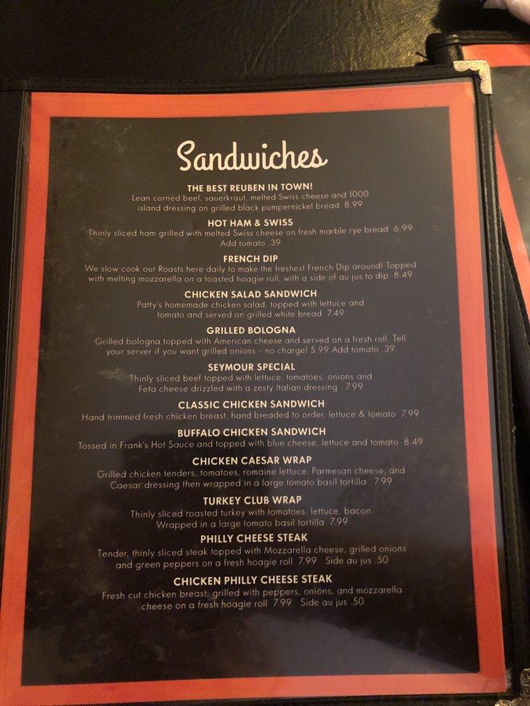 Menu at Seymour Grille restaurant, Seymour