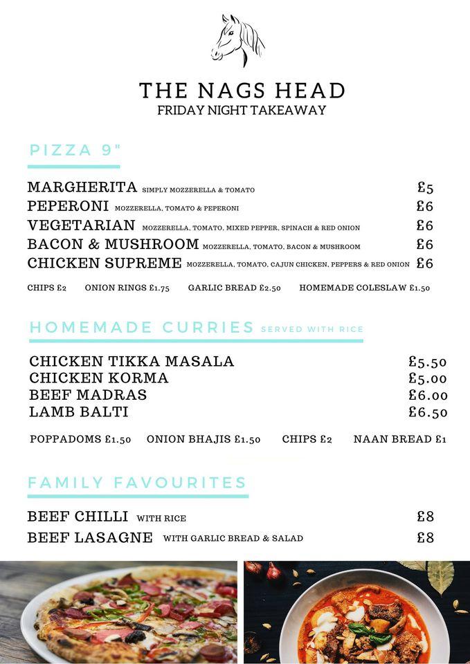 Menu at The Nags Head pub & bar, Hulland Ward