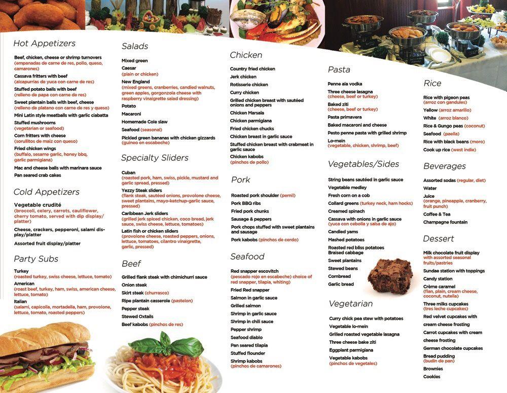 Carta de Castillo & Sons Cuisine, Stratford, Barnum Ave