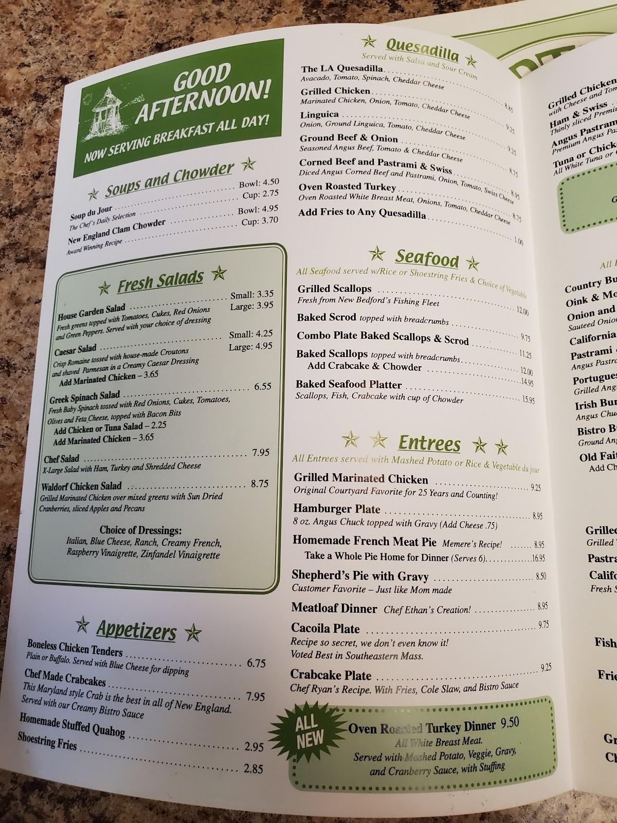 Menu at Courtyard Restaurant, Fairhaven