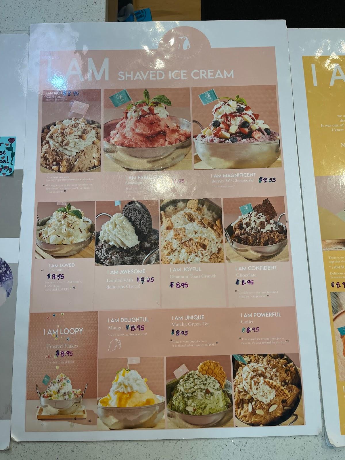 Menu at I Am Frozen Dessert Cafe, Overland Park