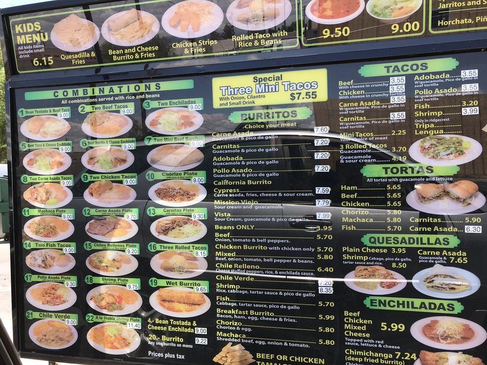 Menu at Albertaco's Mexican Food restaurant, Ridgecrest