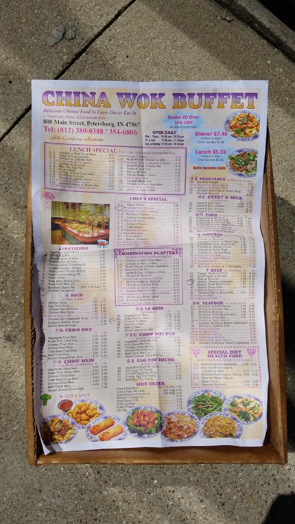 Menu at China Wok restaurant, Petersburg, 808 Main St