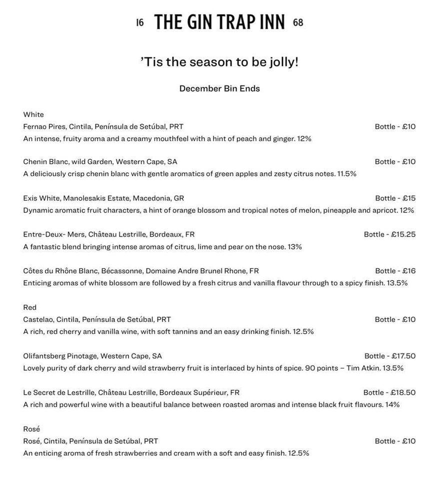 Menu at The Gin Trap Inn pub & bar, Ringstead